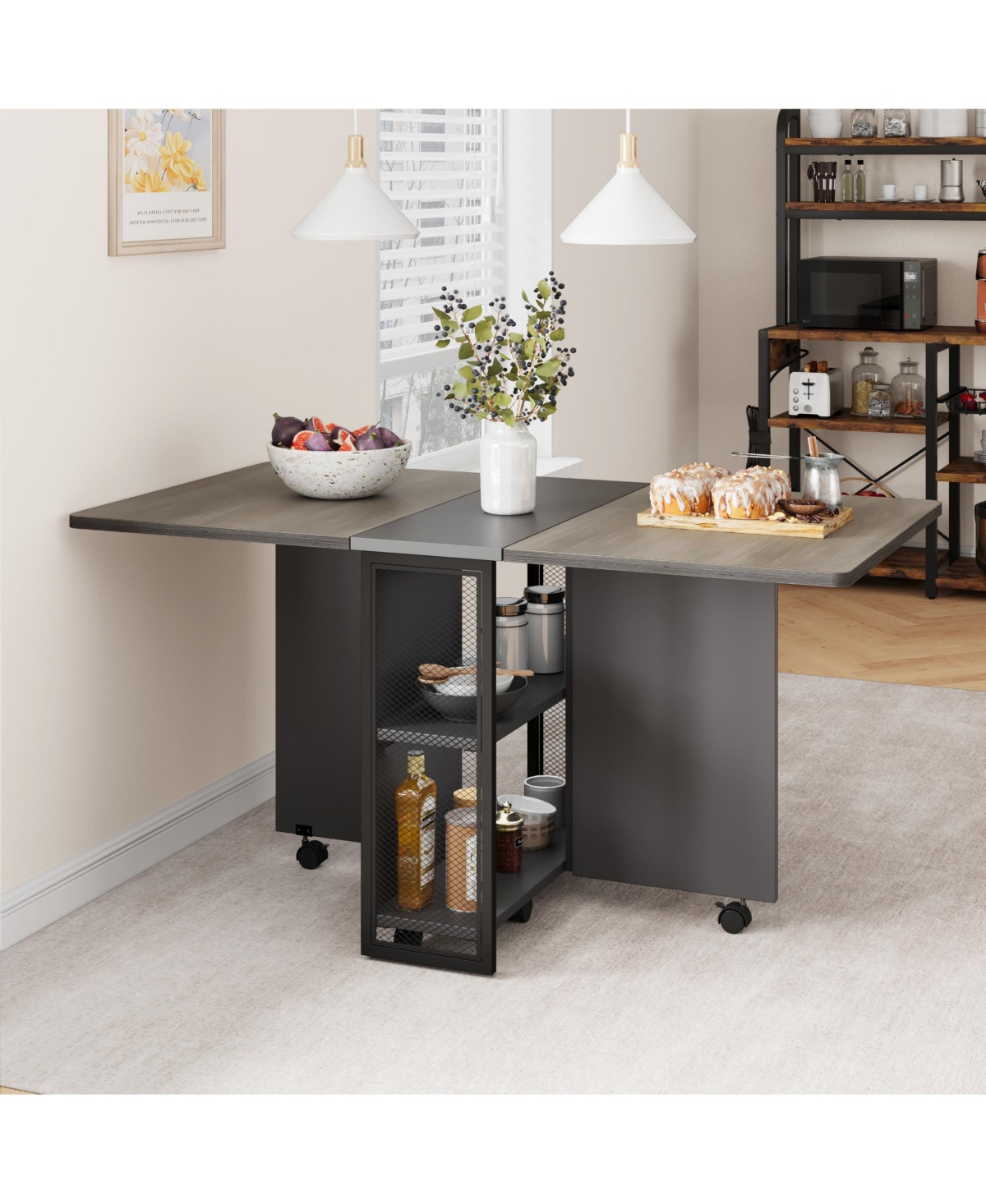 Click here for homfan Folding Drop Leaf Dining Table Set Expandab... prices