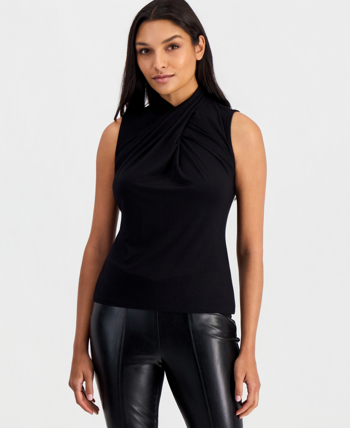 Click here for T Tahari Womens Asymmetric Draped-Neck Sleeveless... prices