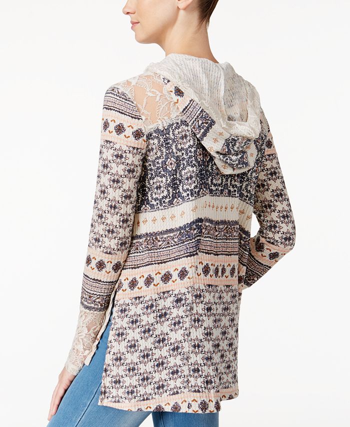 American Rag Printed Lace-Inset Hoodie, Created for Macy's - Macy's