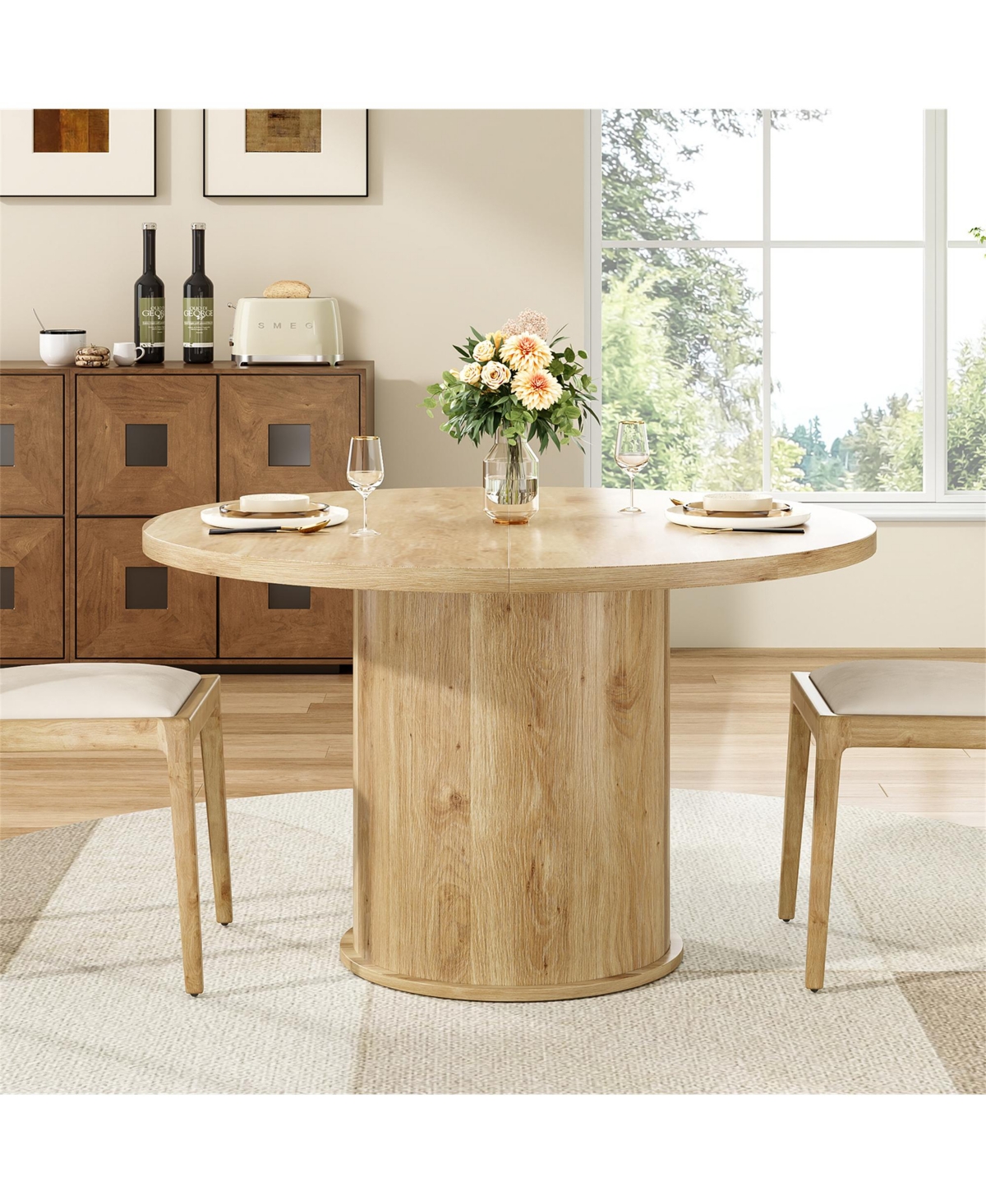 Click here for Clihome 43 Round Dining Table Wooden Table for Din... prices