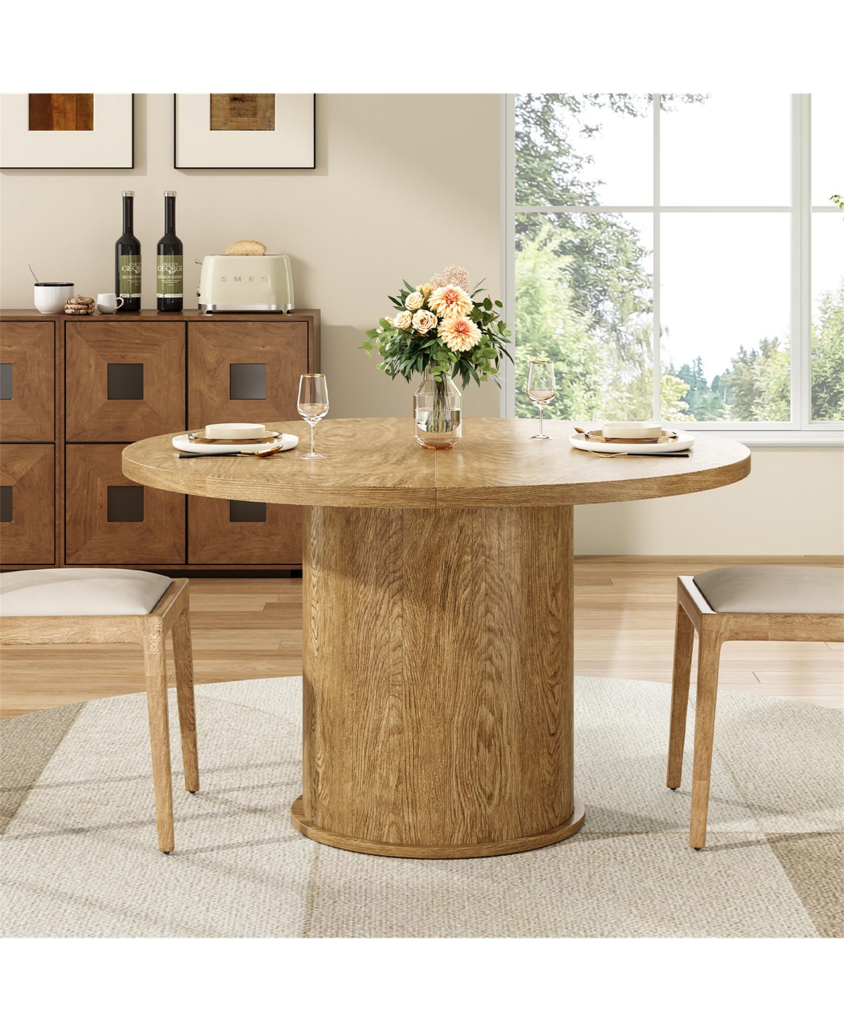 Click here for Clihome 43 Round Dining Table Wooden Table for Din... prices