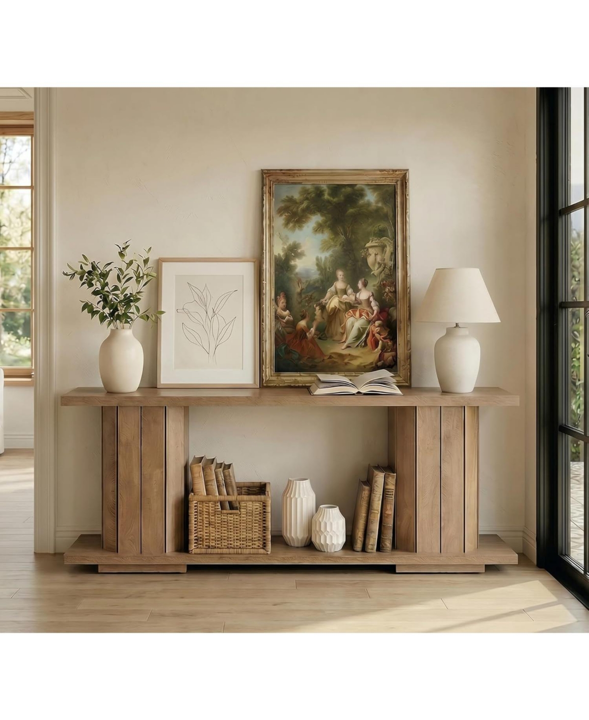 Click here for Tribesigns 63 Wooden Console Table for Entryway 2-... prices