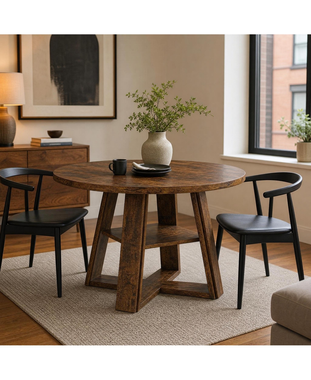 Click here for gaomon Farmhouse 43 Round Dining Table with Sturdy... prices