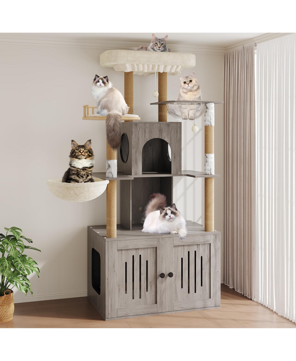 Click here for homfan Cat Tree with Hidden Litter Box Enclosure... prices
