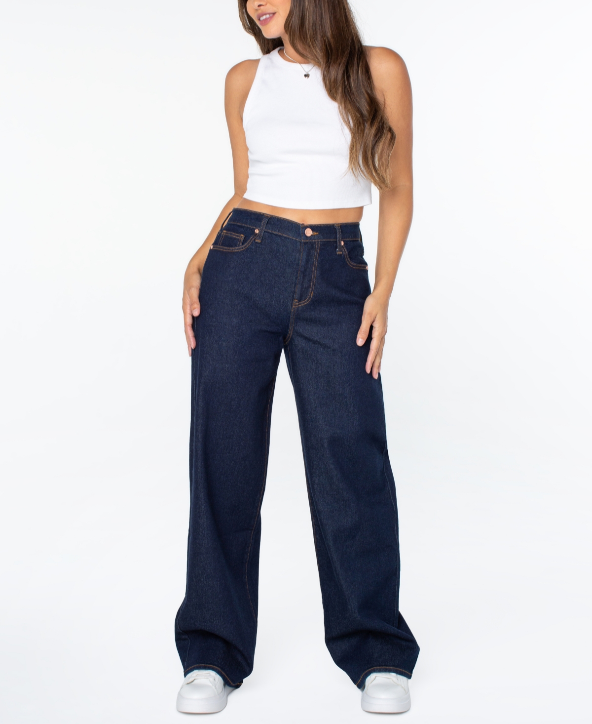 Click here for Celebrity Pink Juniors Elastic-Back Wide-Leg Jeans... prices