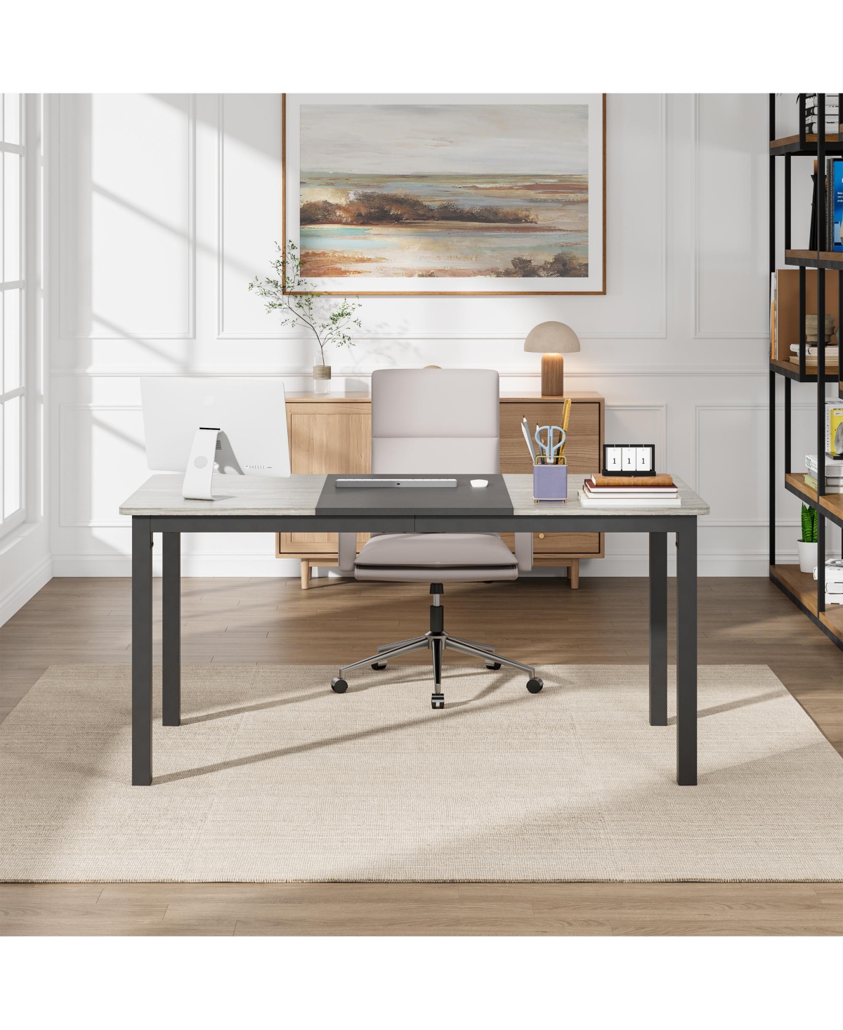 Click here for homfan 63 Computer Desk with Black Metal Frame  Mo... prices