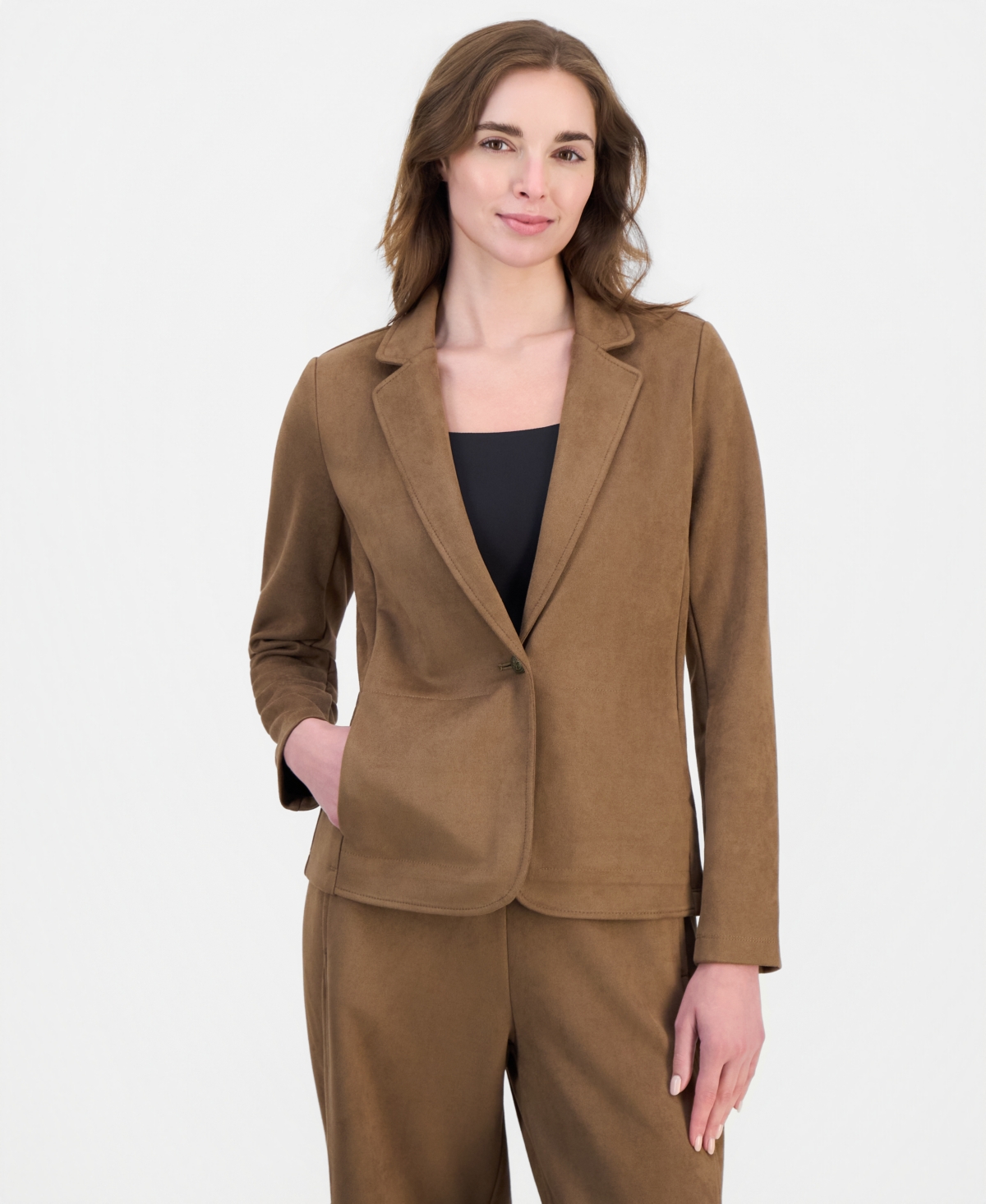 Click here for Nautica Womens Faux-Suede Blazer - Med Brown prices