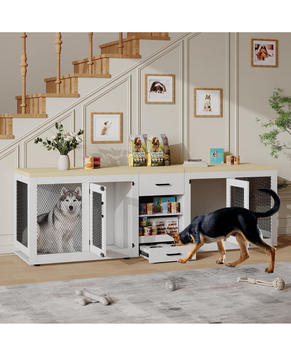 Click here for homfan Double Dog Crate Furniture Extra Large Wood... prices