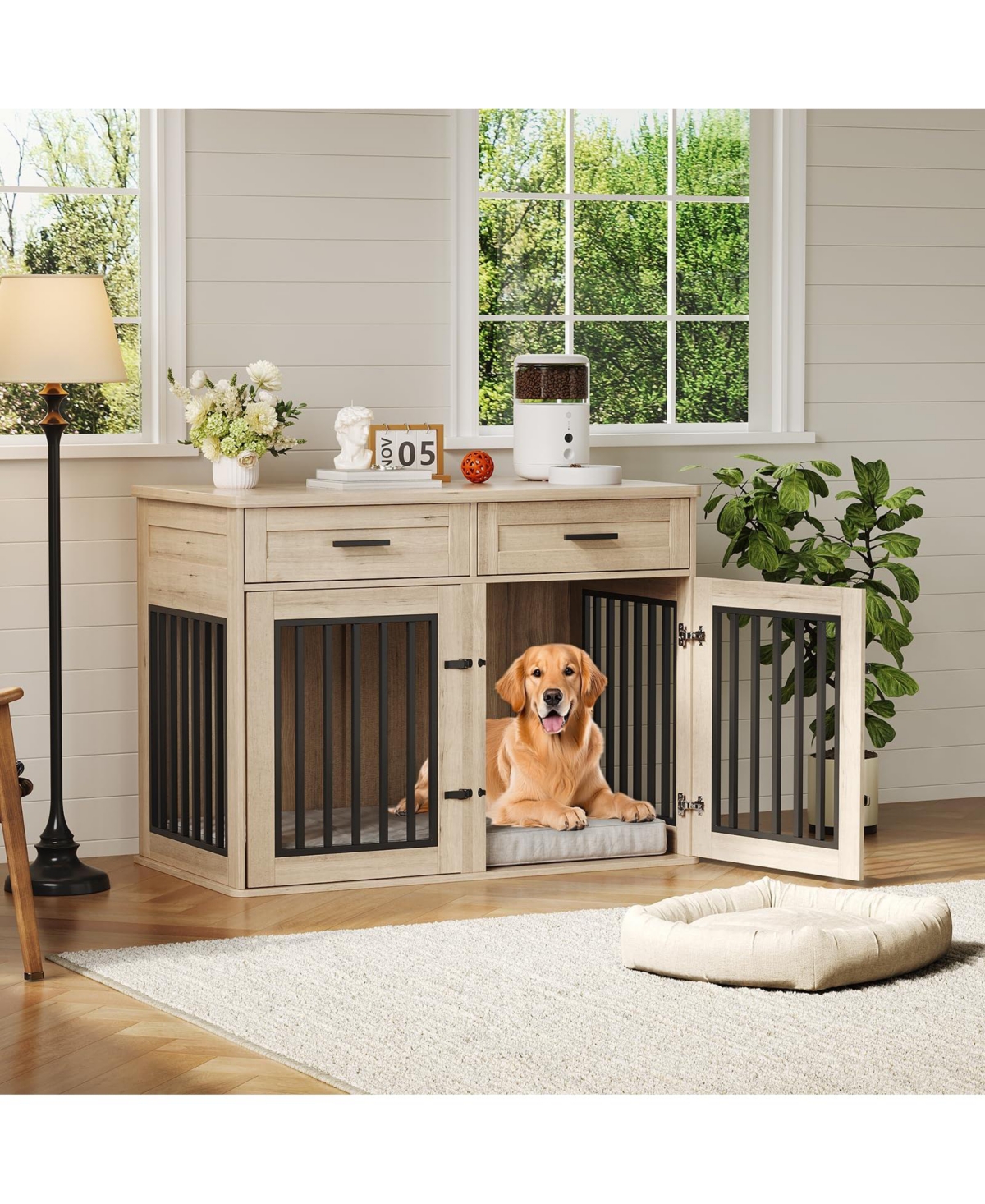 Click here for homfan Dog Crate Furniture Wooden Heavy Duty Indoo... prices