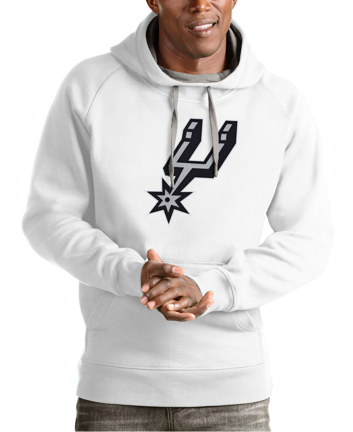 Click here for Antigua Mens White San Antonio Spurs Team Logo Vic... prices