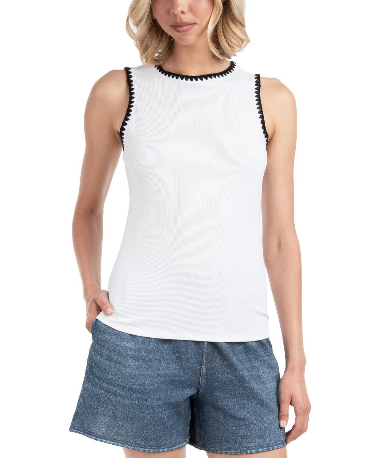 Click here for Elle Collection Womens Contrast Embroidered Tank -... prices