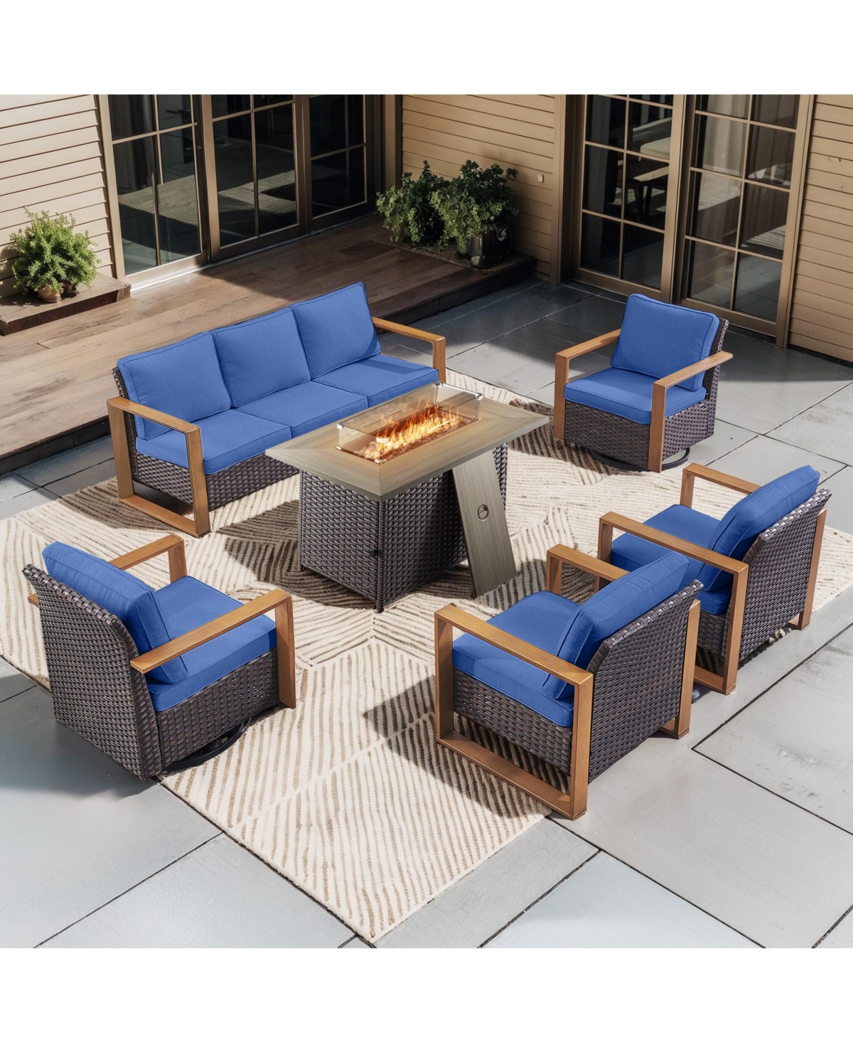 Click here for Pocassy 6 Piece Patio Furniture Set with 41 Fire P... prices
