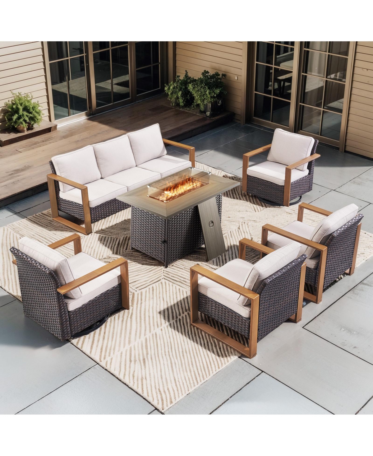 Click here for Pocassy 6 Piece Patio Furniture Set with 41 Fire P... prices
