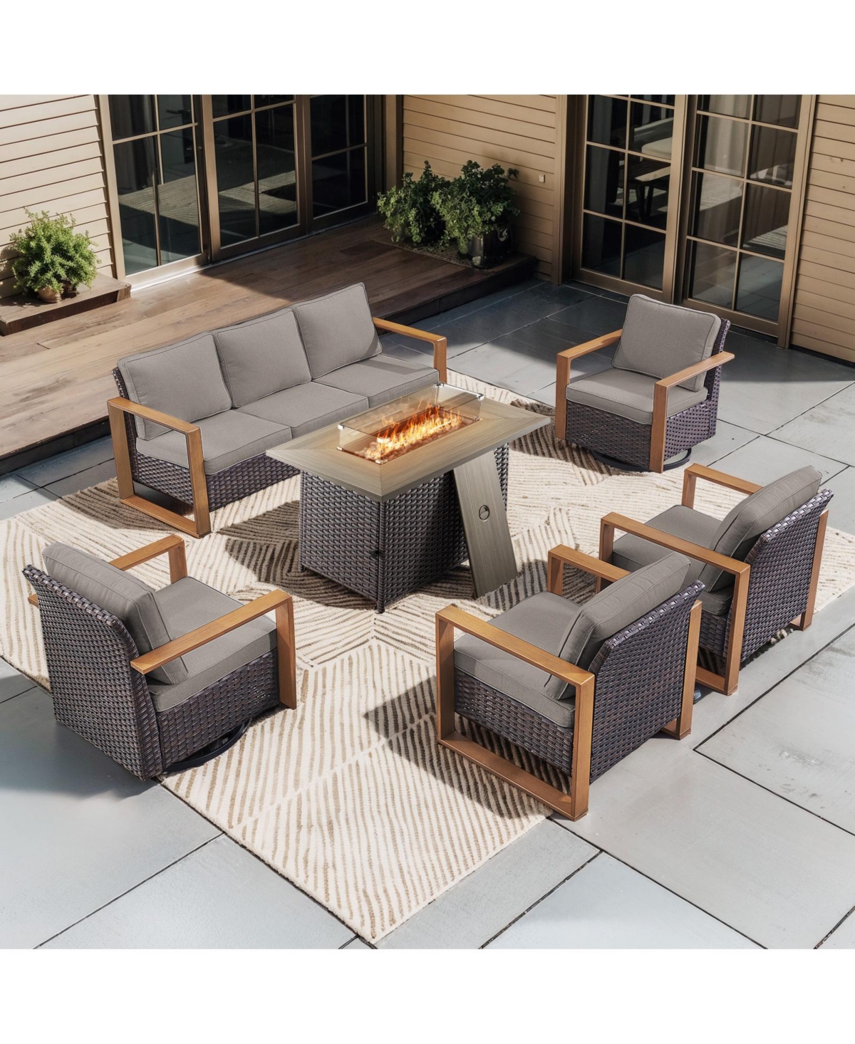 Click here for Pocassy 6 Piece Patio Furniture Set with 41 Fire P... prices