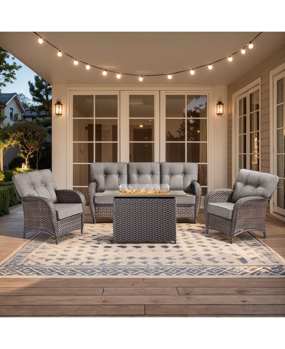 Click here for Pocassy 4 Piece Wicker Outdoor Furniture Set with... prices