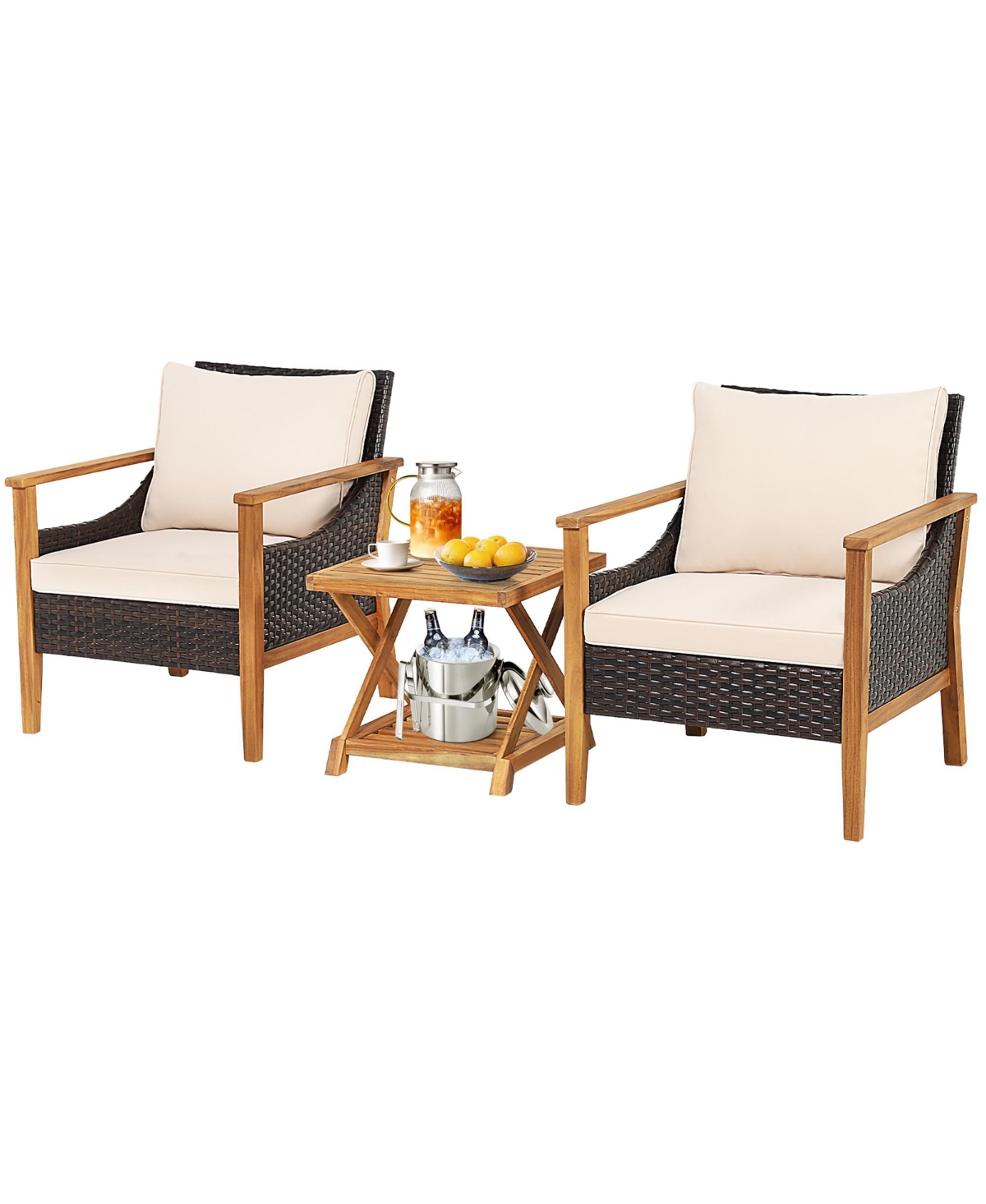 Click here for Gymax 3Pieces Pe Wicker Patio Bistro Set Outdoor A... prices
