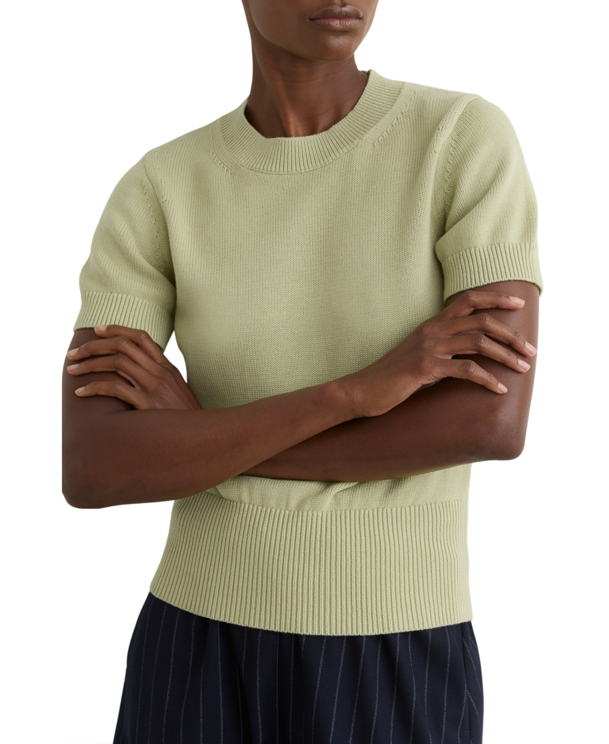 Click here for Reiss Womens Anita Wool Crewneck Sweatshirt - Sage... prices