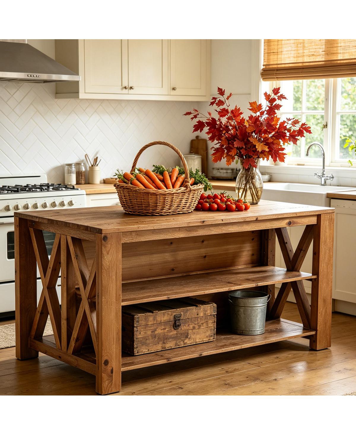 Click here for Tribesigns 3-Tier Solid Wood Kitchen Island with S... prices