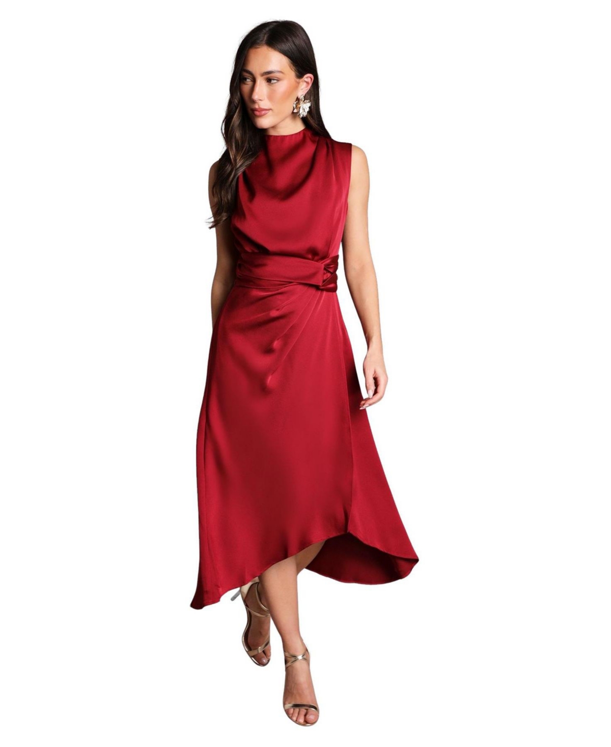 Click here for Coast Womens Satin Twist Waist Midi Dress - Raspbe... prices