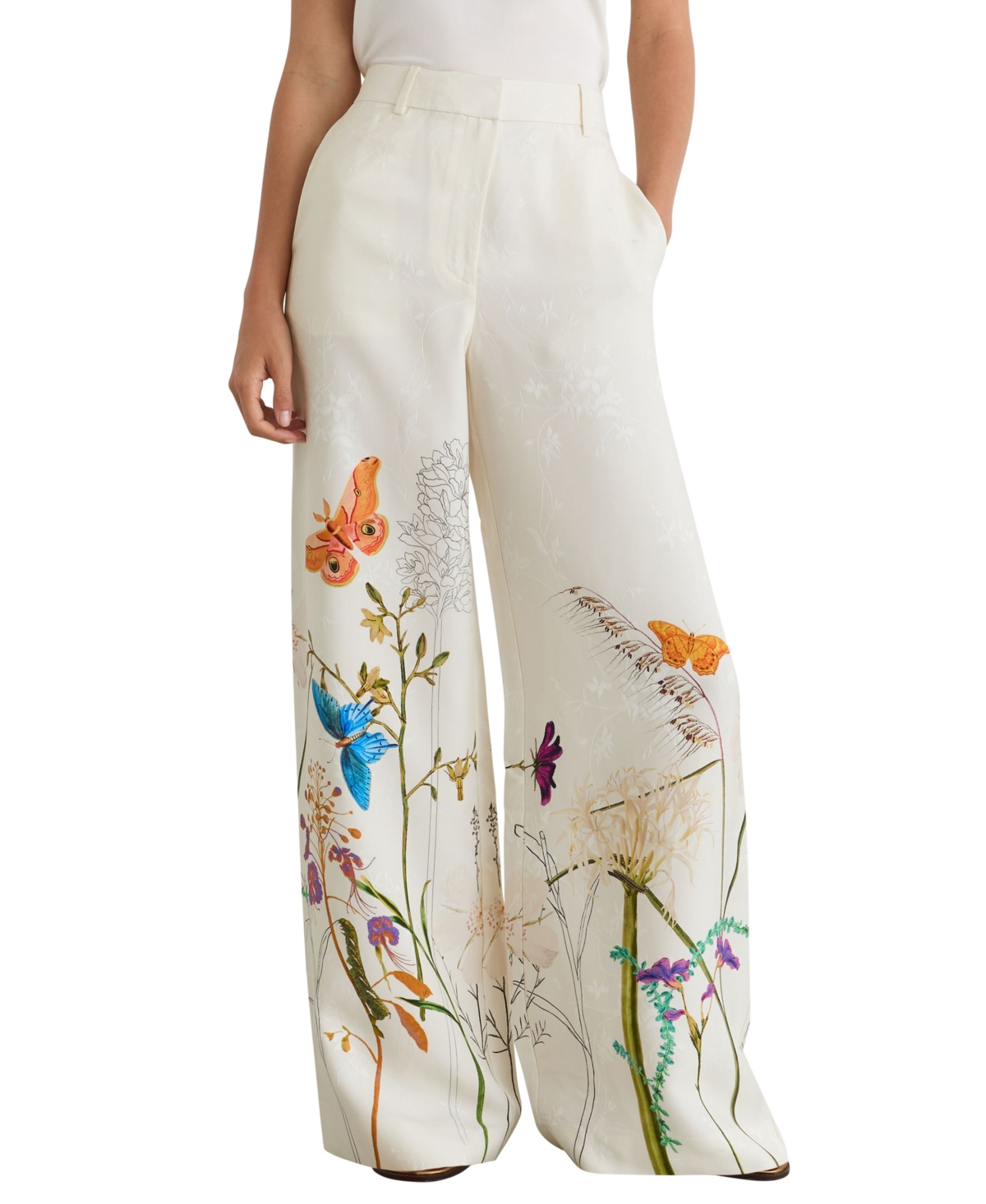 Click here for Reiss Womens Frankie Wide Leg Printed Suit Pants -... prices