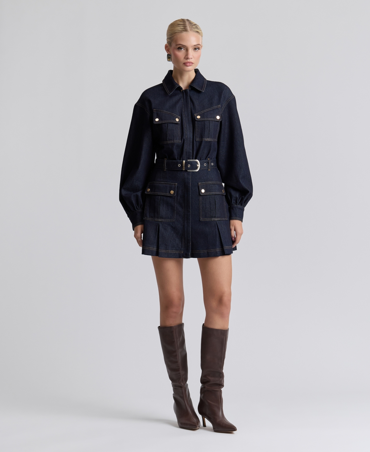 Click here for Avec Les Filles Womens Stretch Denim Belted Cargo... prices