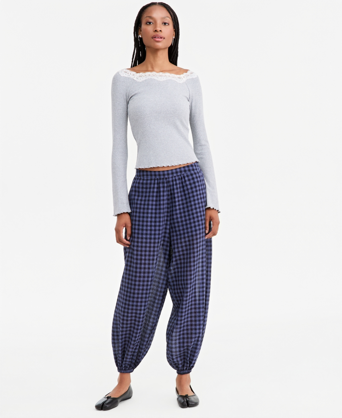 Click here for And Now This Womens Plaid High-Rise Pull-On Balloo... prices