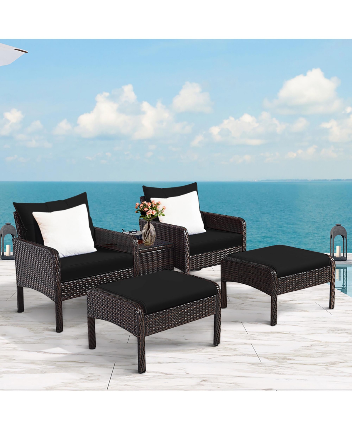 Click here for Costway 5 Pieces Patio Rattan Wicker Furniture Set... prices