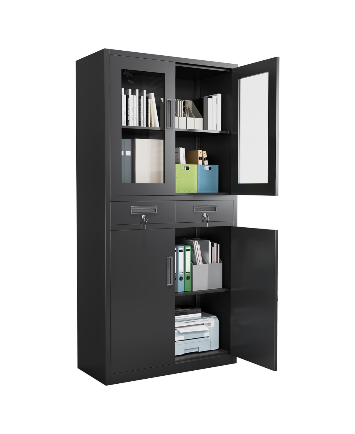 Click here for homfan Lockable Metal Storage Cabinet with Glass D... prices