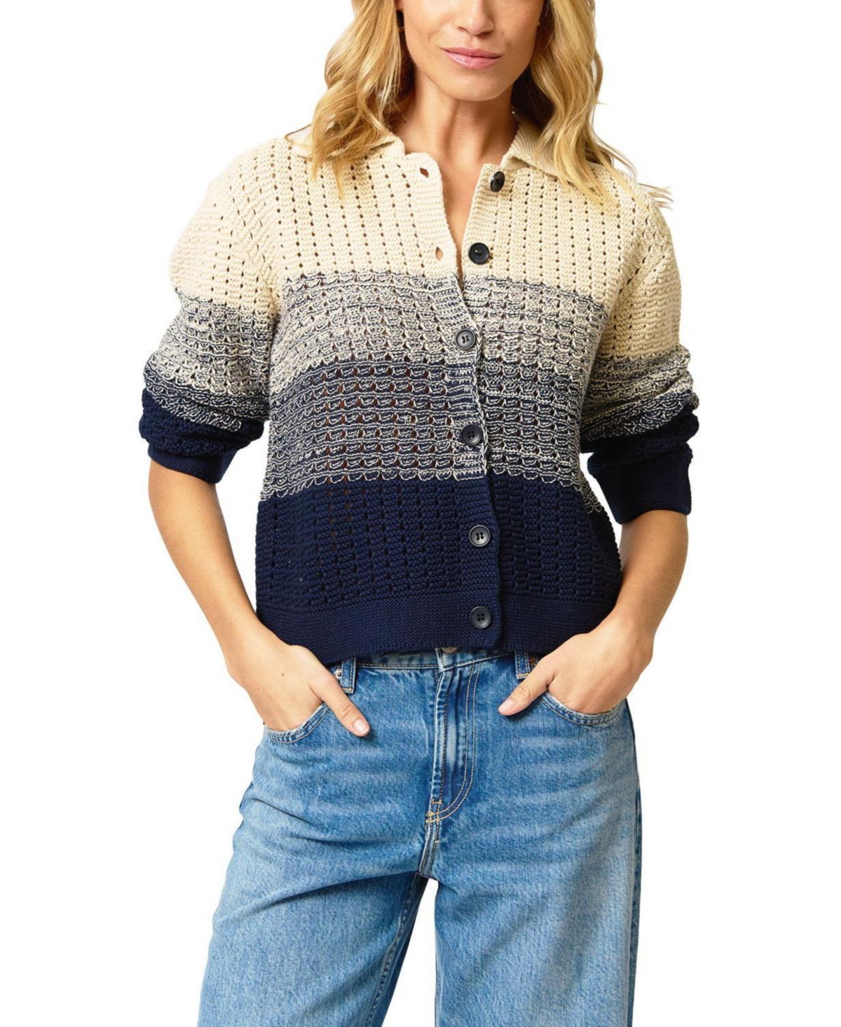 Click here for Central Park West Womens Jacy Gradient Crochet Car... prices