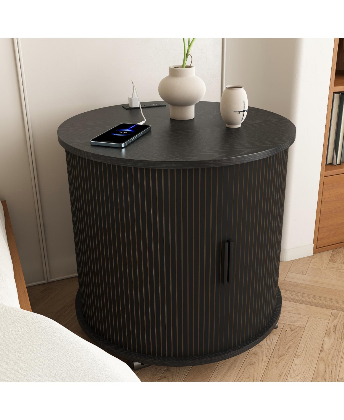 Click here for Rainsken Modern Cylinder End Table  with Built-in... prices