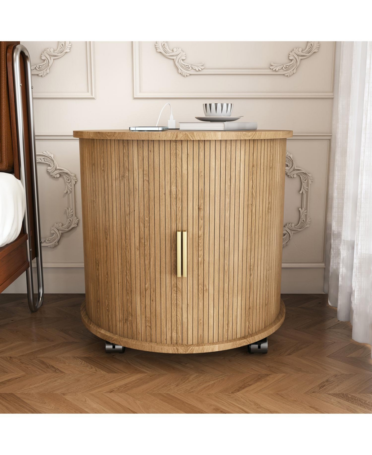 Click here for Rainsken Modern Cylinder End Table  with Built-in... prices