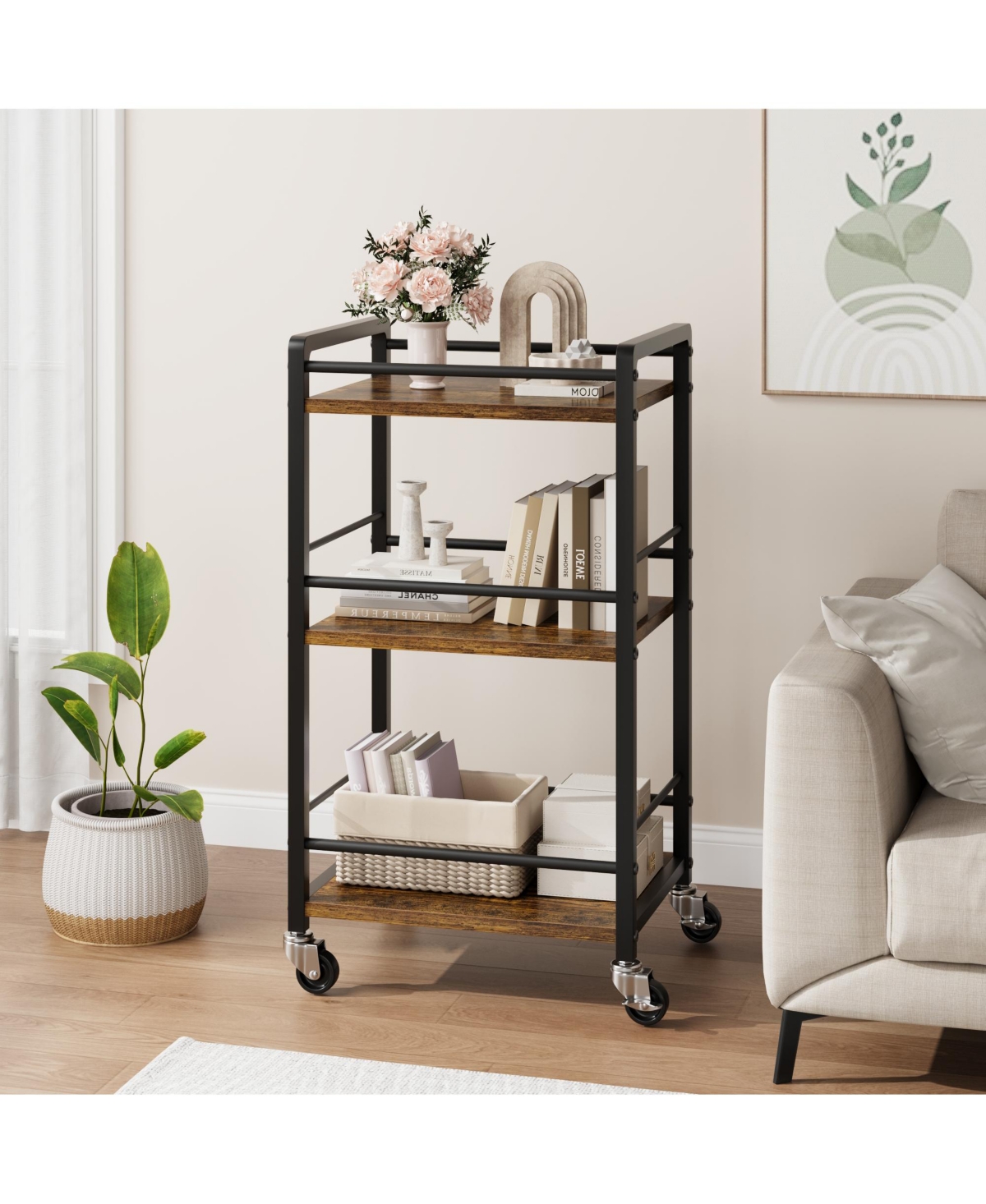 Click here for homfan Rolling Kitchen Cart 3-Layer Small Bar Cart... prices