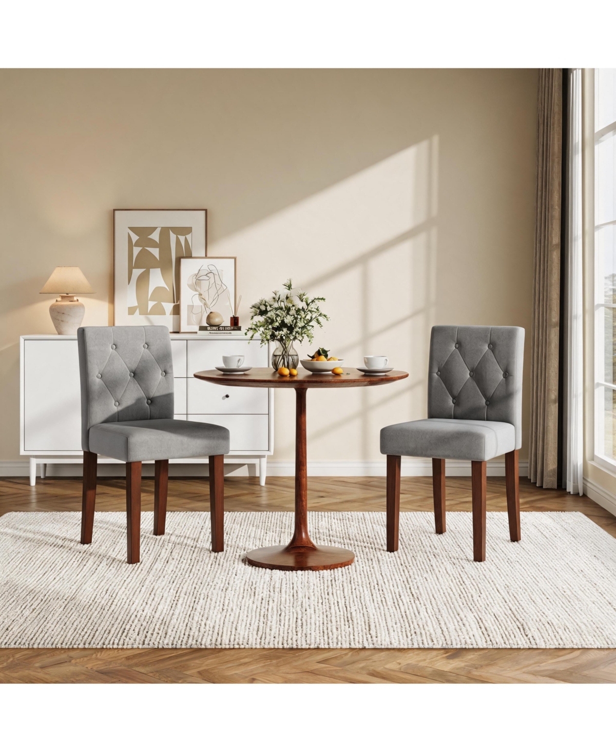Click here for homfan Set of 2 Dining Chairs  Linen Upholstered F... prices