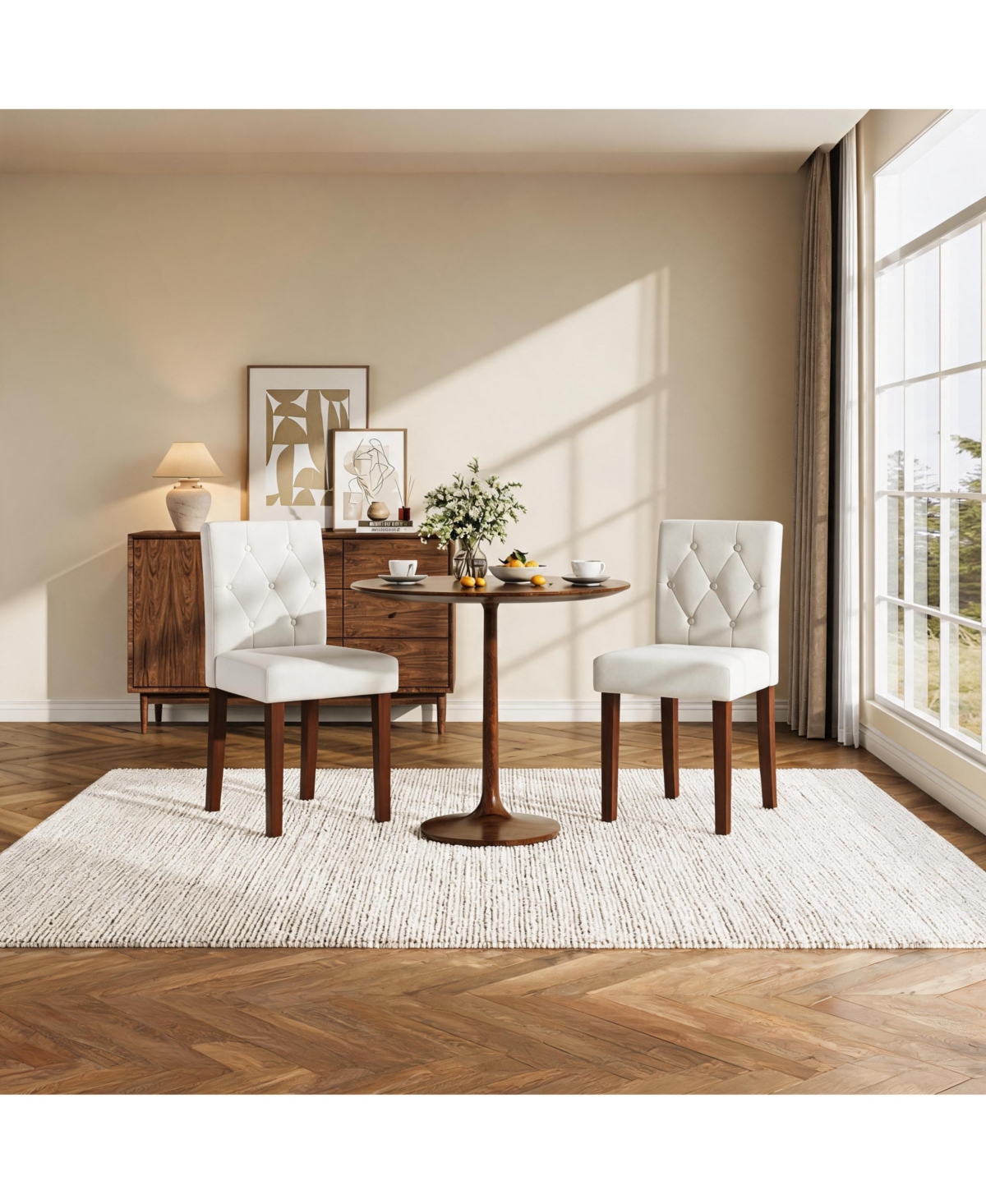 Click here for homfan Set of 2 Dining Chairs  Linen Upholstered F... prices