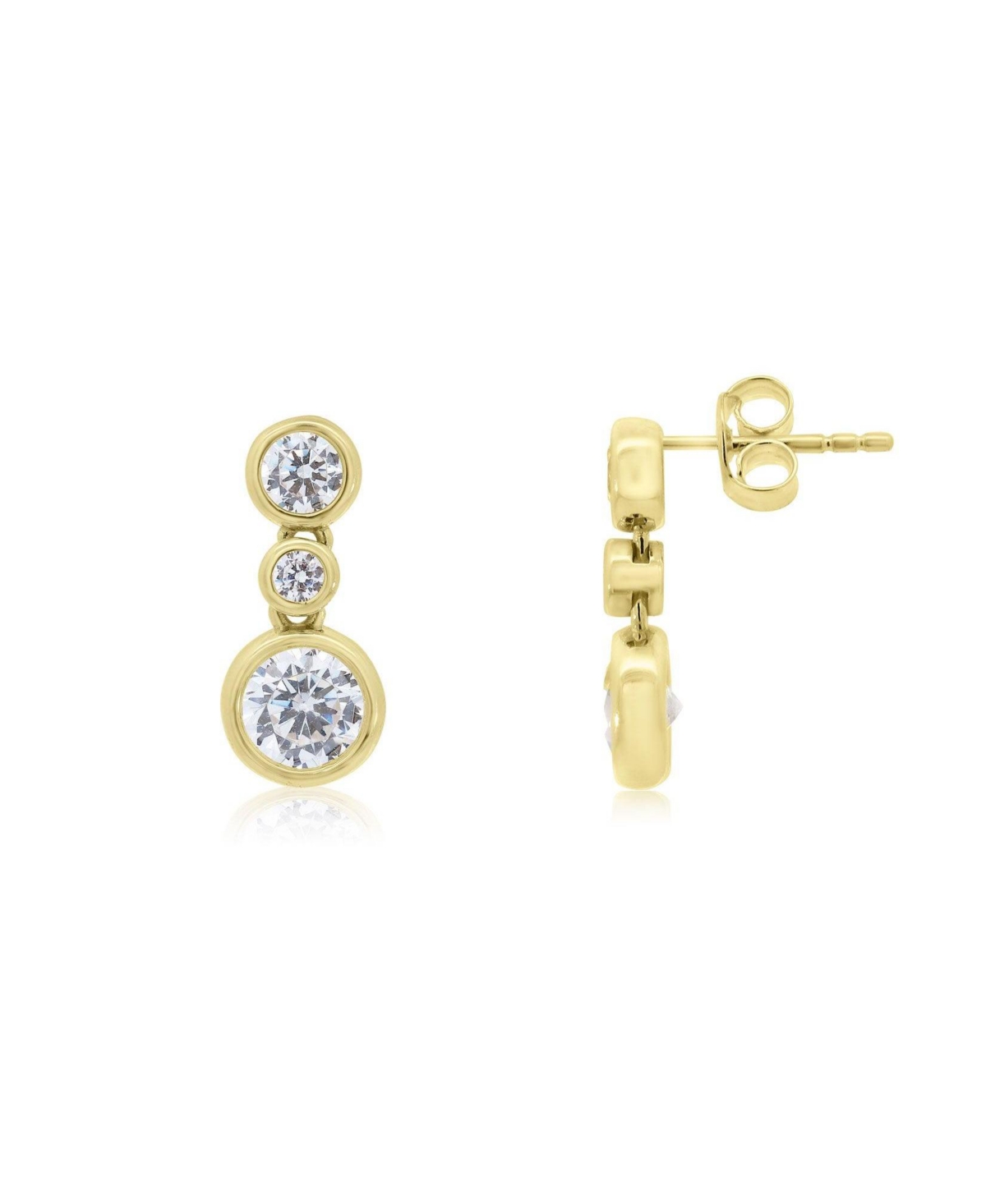 Click here for The Lovery Cz Triple Bezel Drop Earrings 14K Gold-... prices