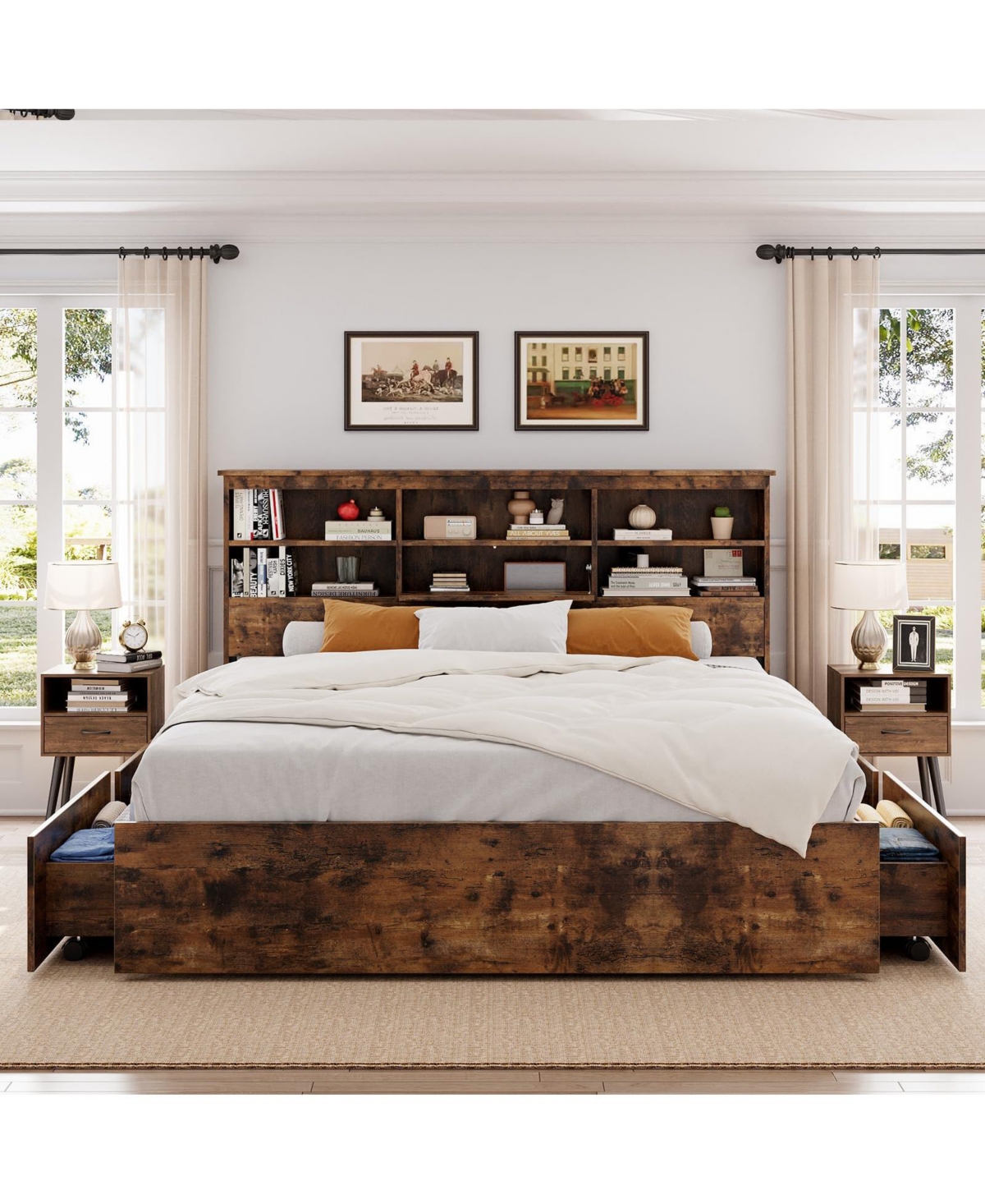 Click here for homfan Queen Size Platform Bed with Storage Headbo... prices