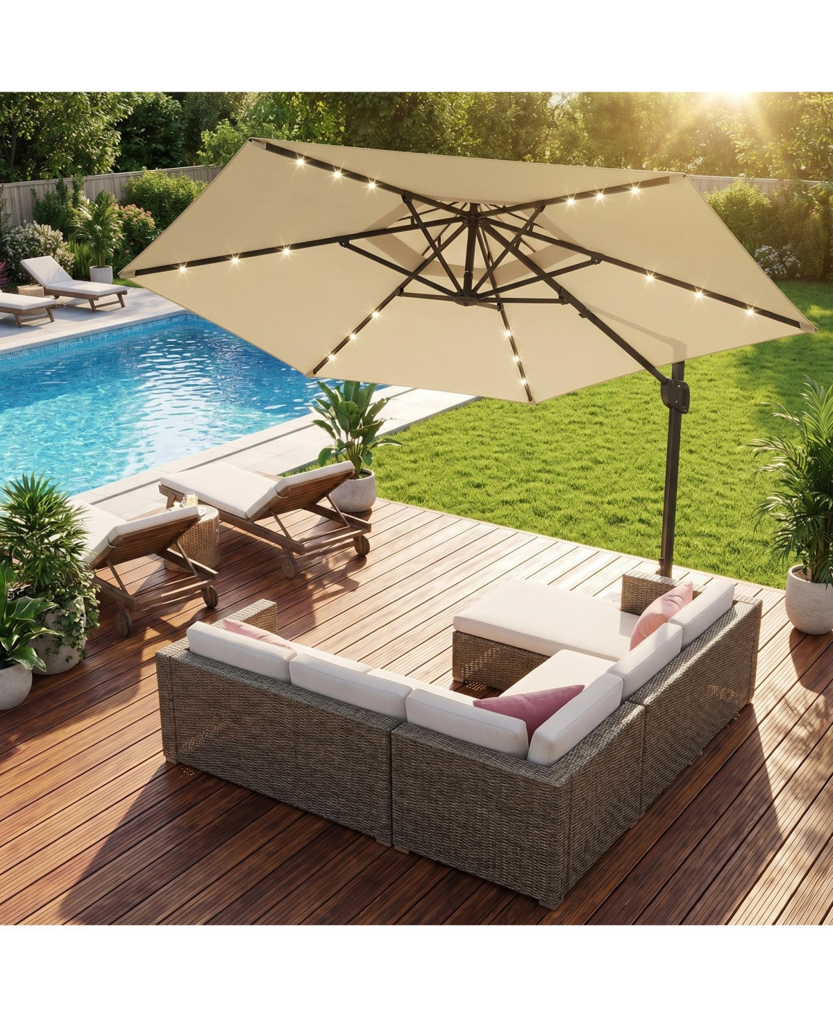 Click here for homfan 10Feet Cantilever Patio Umbrella With Solar... prices