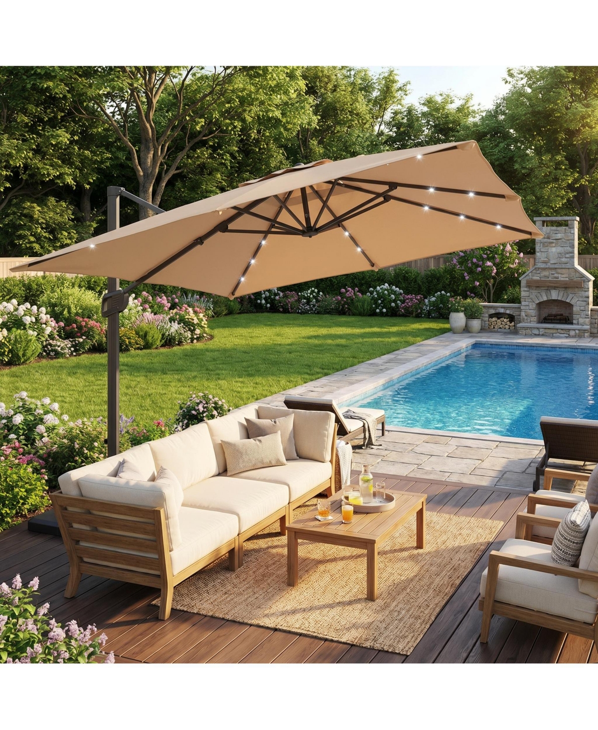 Click here for homfan 10Feet Cantilever Patio Umbrella With Solar... prices