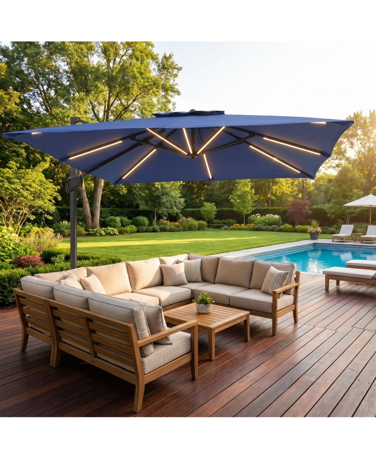 Click here for homfan 10Feet Cantilever Patio Umbrella With Solar... prices