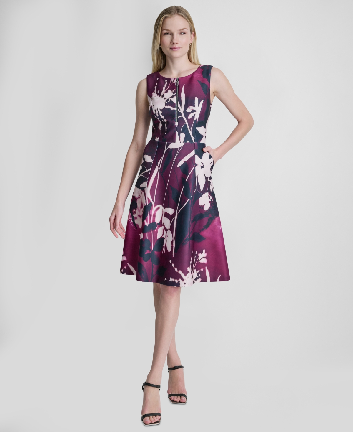 Click here for Dkny Womens Sleeveless Crewneck A-Line Midi Dress... prices
