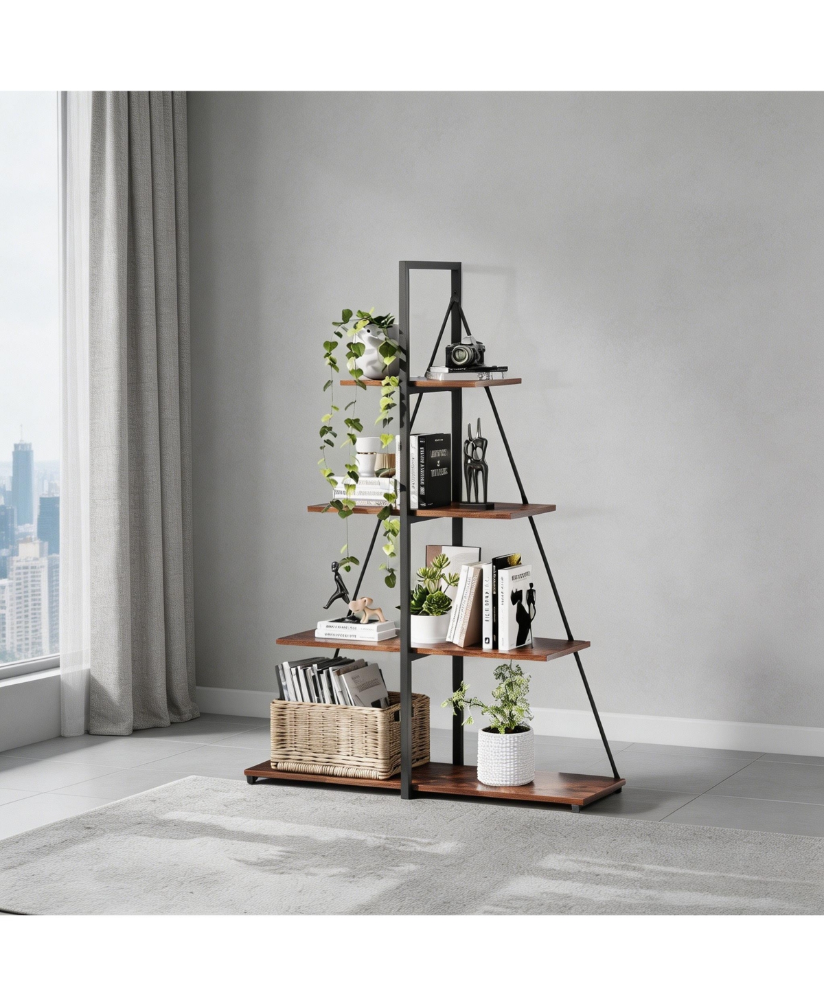 Click here for homfan 4-Tier A-Shaped Ladder Bookshelf  Triangula... prices