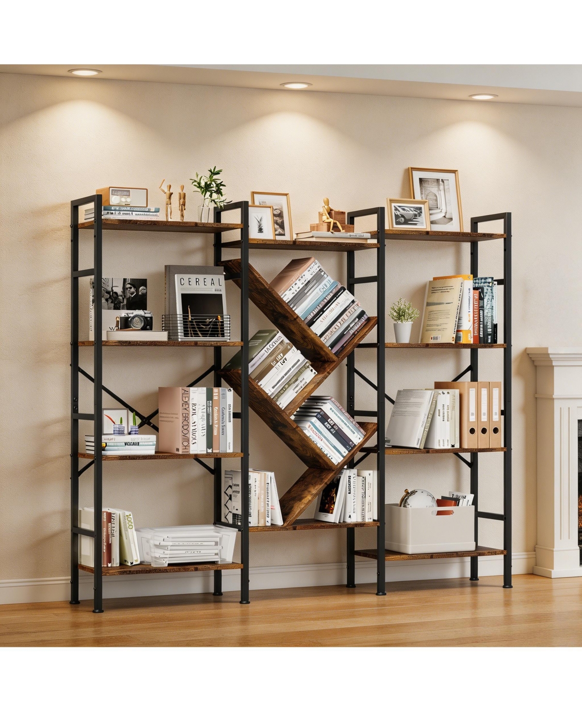 Click here for homfan Triple-Wide Tree-Shaped Open Bookshelf  Car... prices