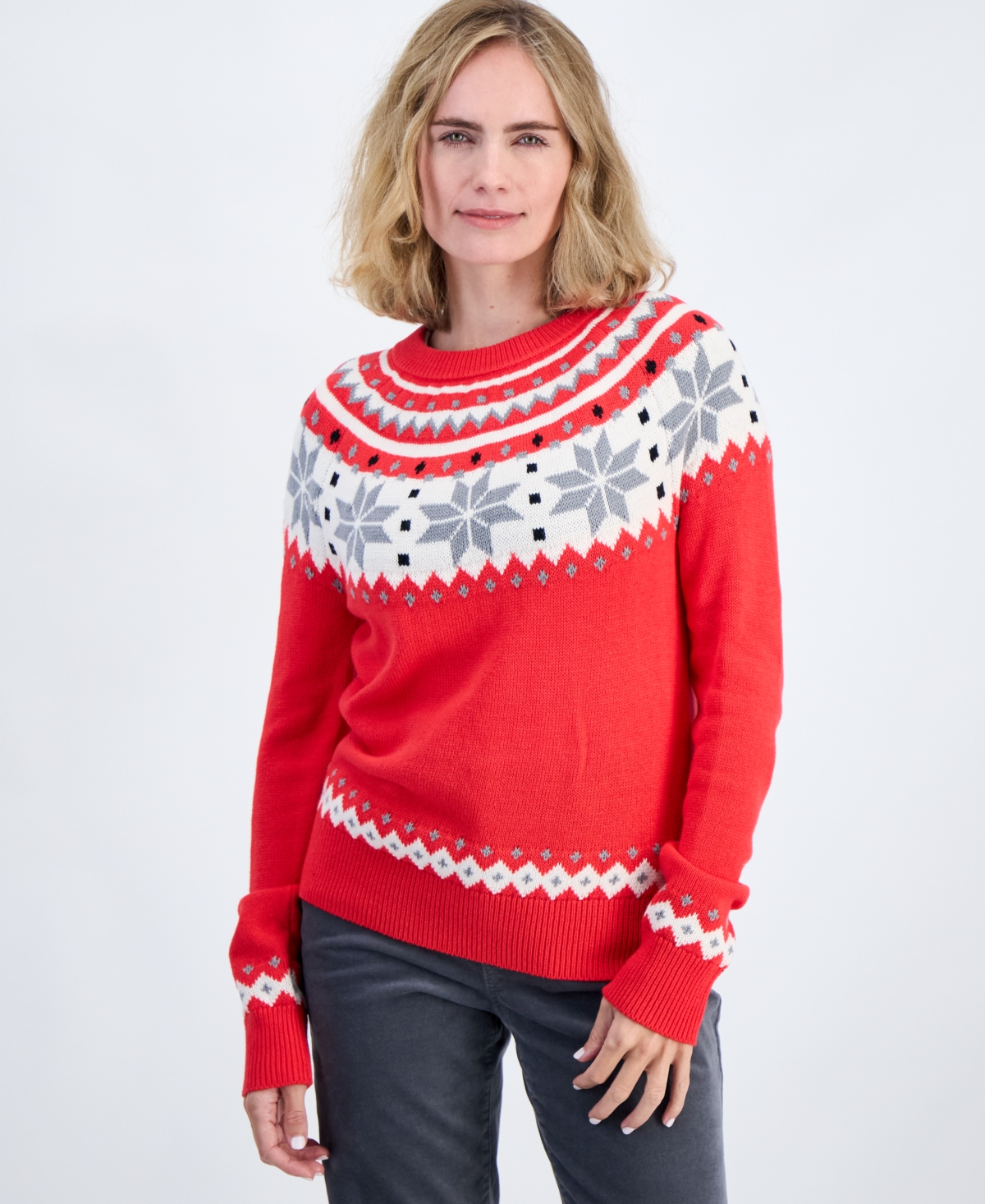 Click here for Style & Co Petite Whimsy Snowflake Fair Isle Pullo... prices