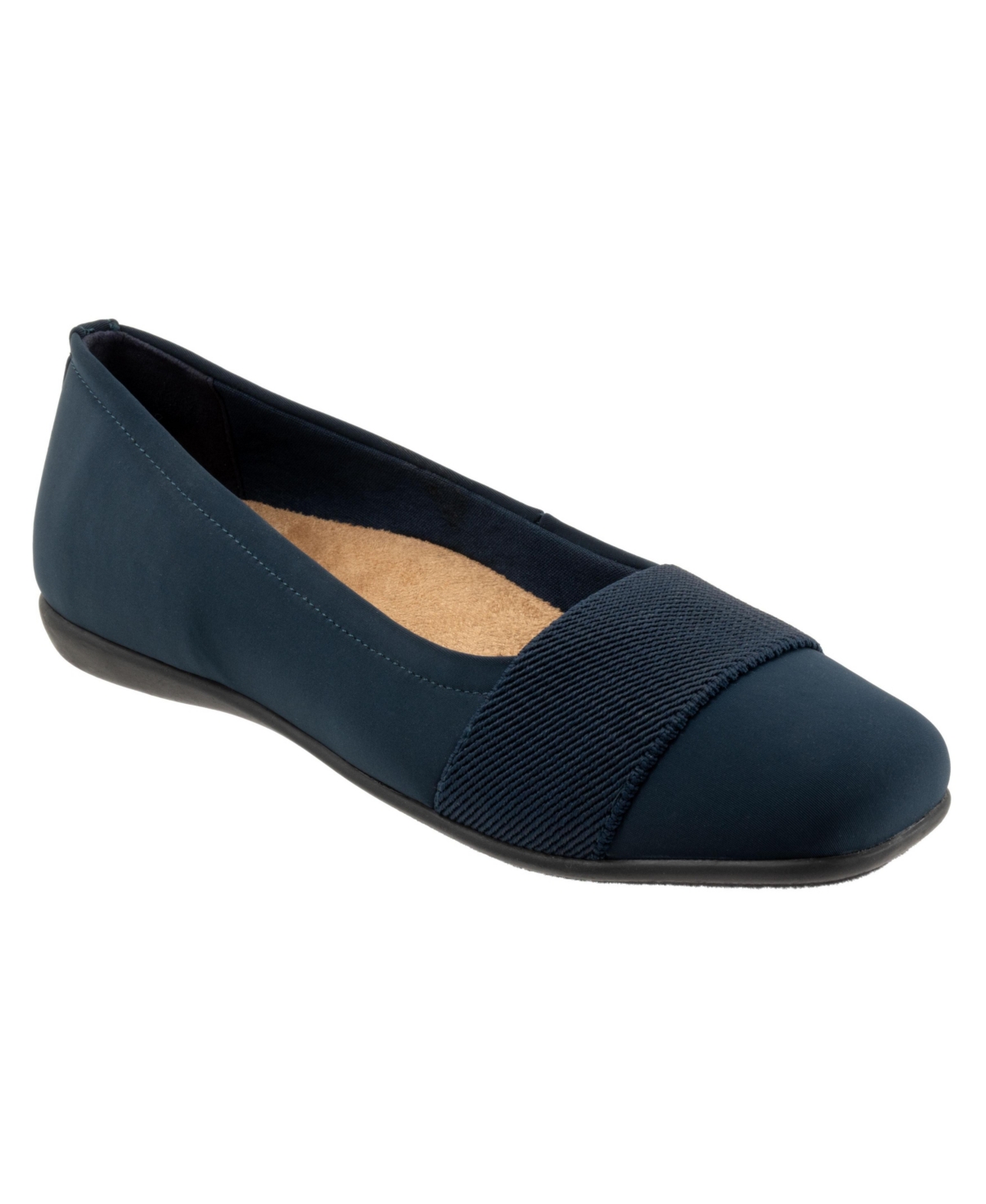 Click here for Trotters Womens Samantha Flat - Navy micro prices