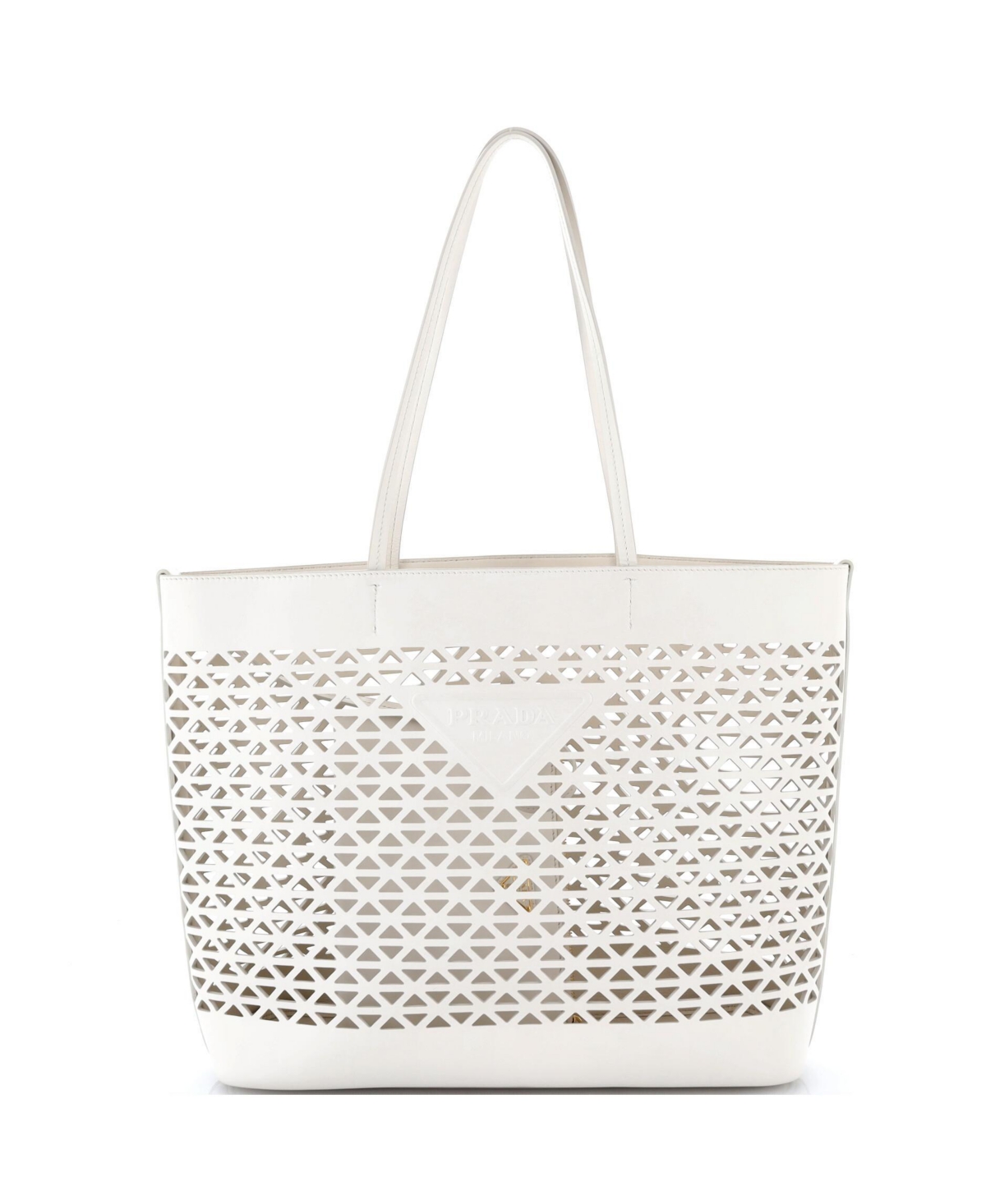 Click here for Pre-Owned Prada Medium Triangle Logo Shopper Tote... prices