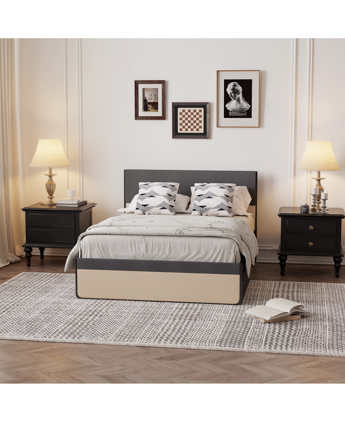 Click here for homfan Upholstered Platform Bed Frame with Headboa... prices