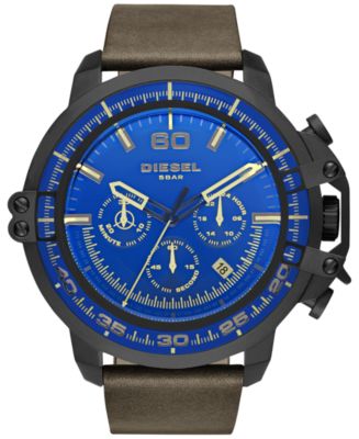 Diesel Men's Chronograph Deadeye Dark Brown Leather Strap Watch 51x56mm ...