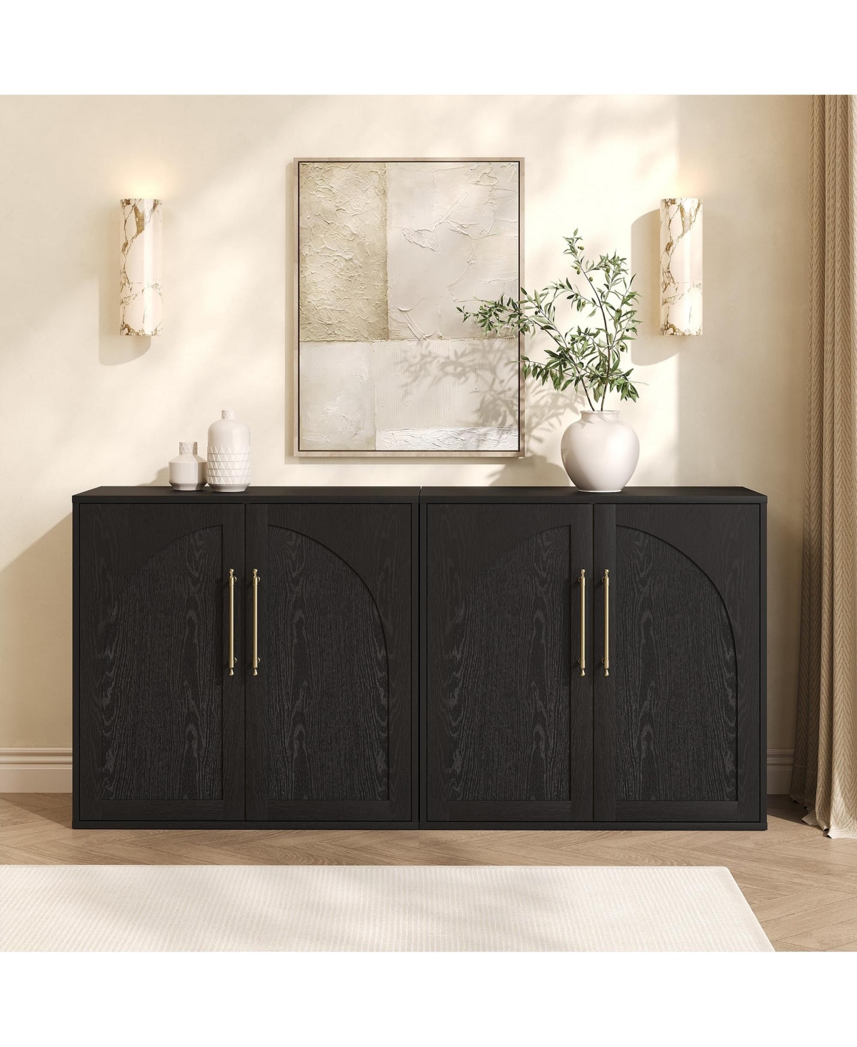 Click here for homfan 2-Piece Arched Storage Cabinet Farmhouse Si... prices