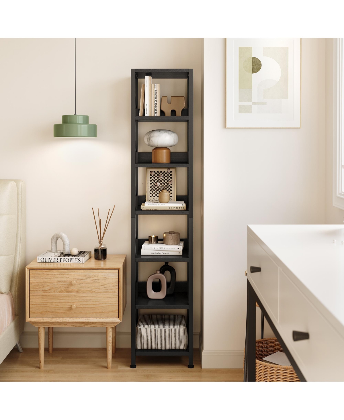 Click here for homfan 6 Tier Narrow Bookshelf Tall Skinny Bookcas... prices