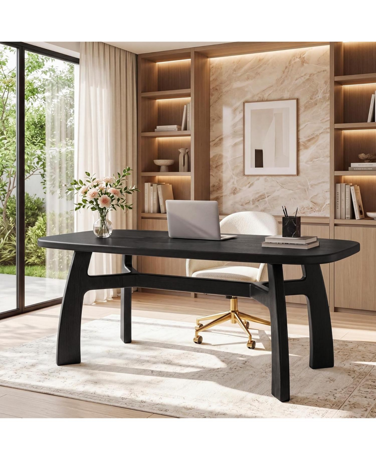 Click here for Tribesigns 63 Computer Desk: Solid wood with boat-... prices